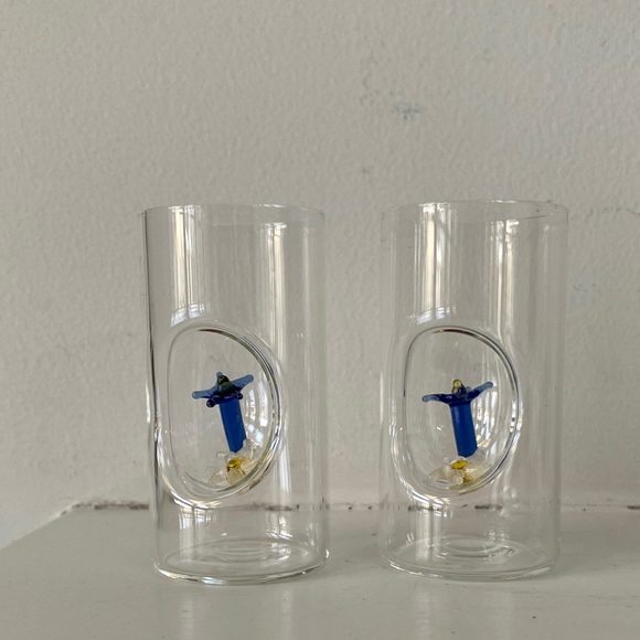 Vintage Fassbind Swiss Stylish Glass Shot Glass Set with Edelweiss Accents